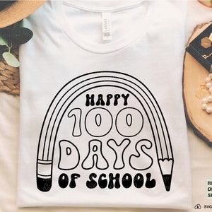 Retro Happy 100 Days of School Svg Png Sublimation, Groovy 100 Days of ...