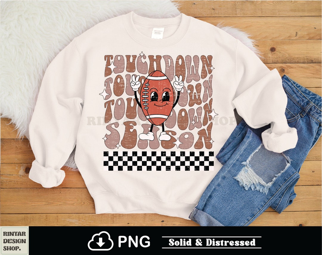 Retro Groovy Touchdown Season Png, Solid & Distressed Football Png ...