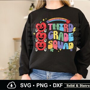 Dritte Klasse Squad Apple Rainbow Svg Png Sublimation, Third Grade ...