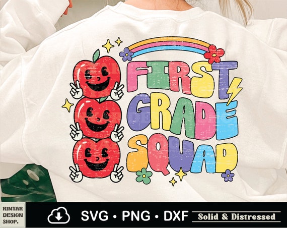 First Grade Squad Apple Rainbow Svg Png Sublimation Hello - Etsy