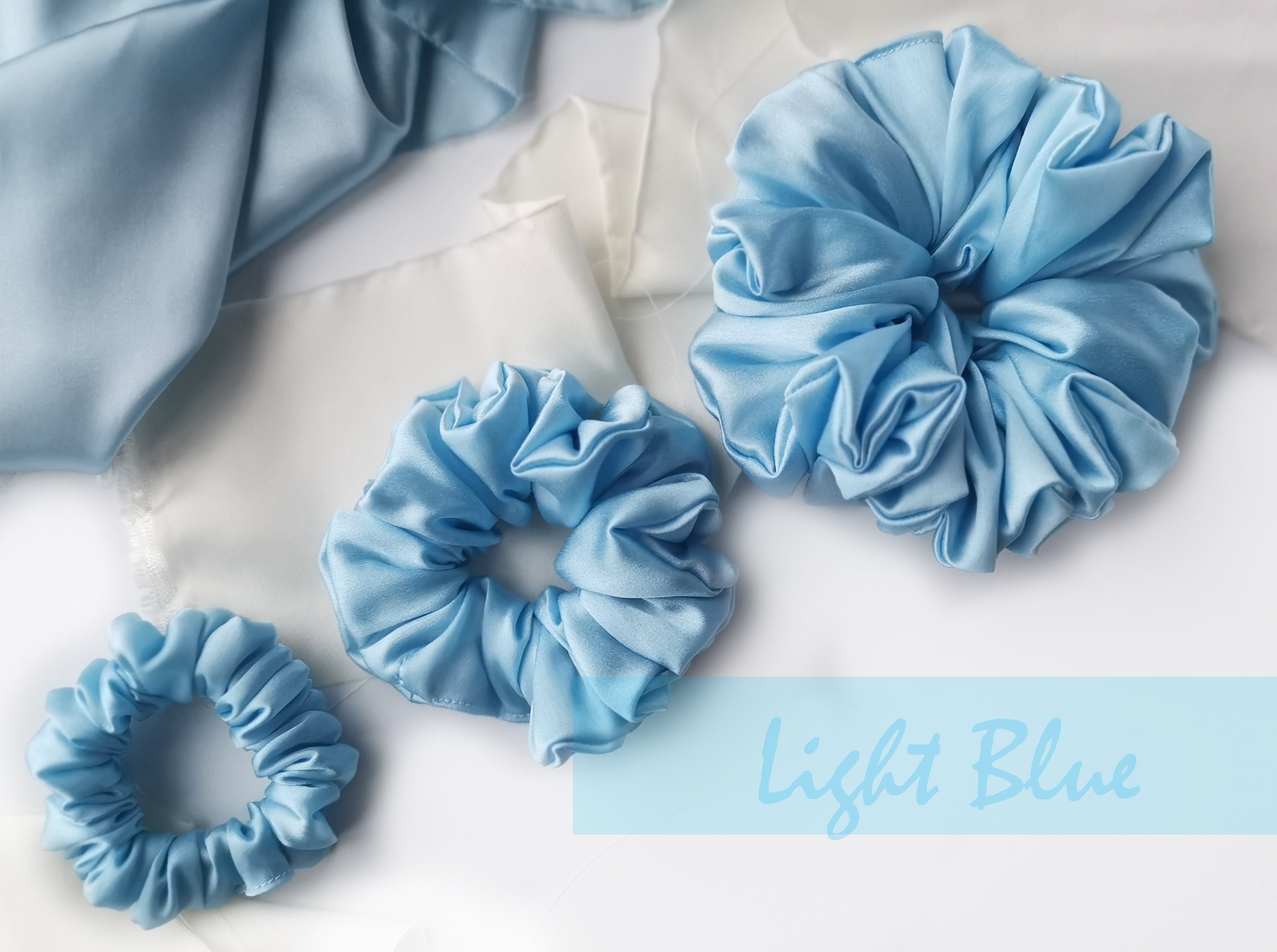 Pure Silk Scrunchie in Light Blue | Made With 100% Italian Silk | No ...