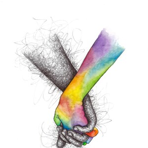 Watercolour and Biro Print, Holding Hands, BLM Print, Unity, Peace ...