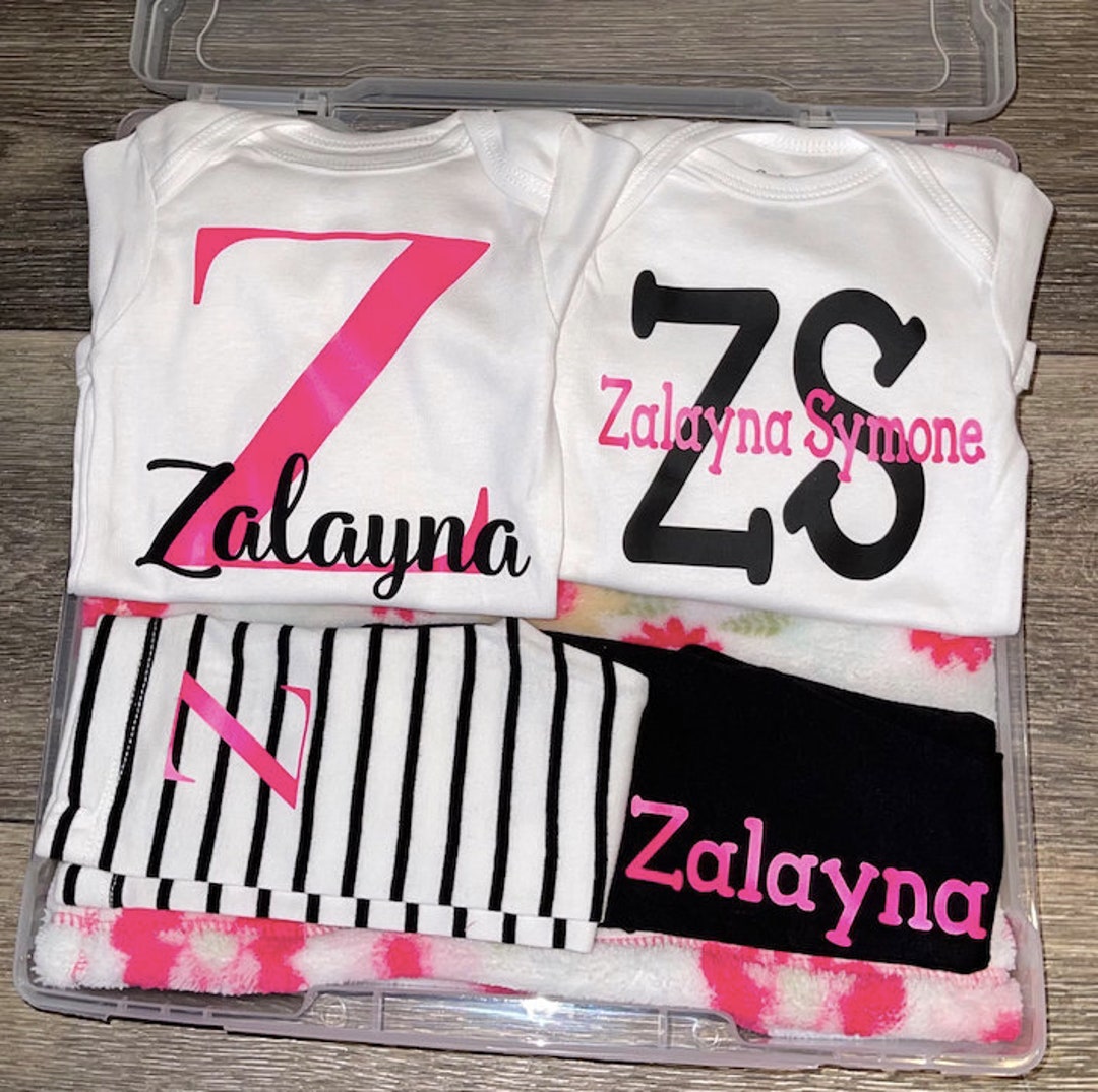 Girl Personalized Baby Box - Pink/black - Etsy