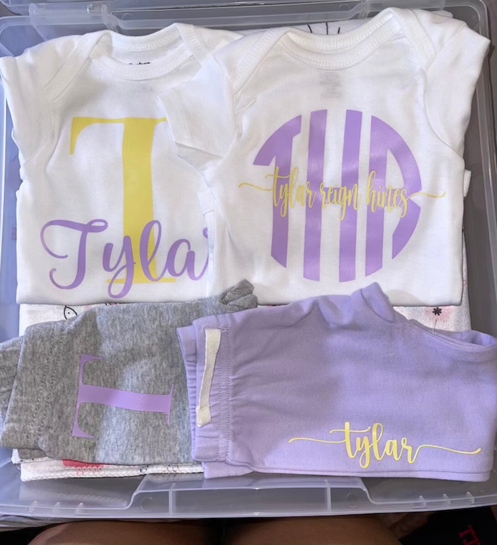 Girls Personalized Baby Box - Purple/yellow - Etsy