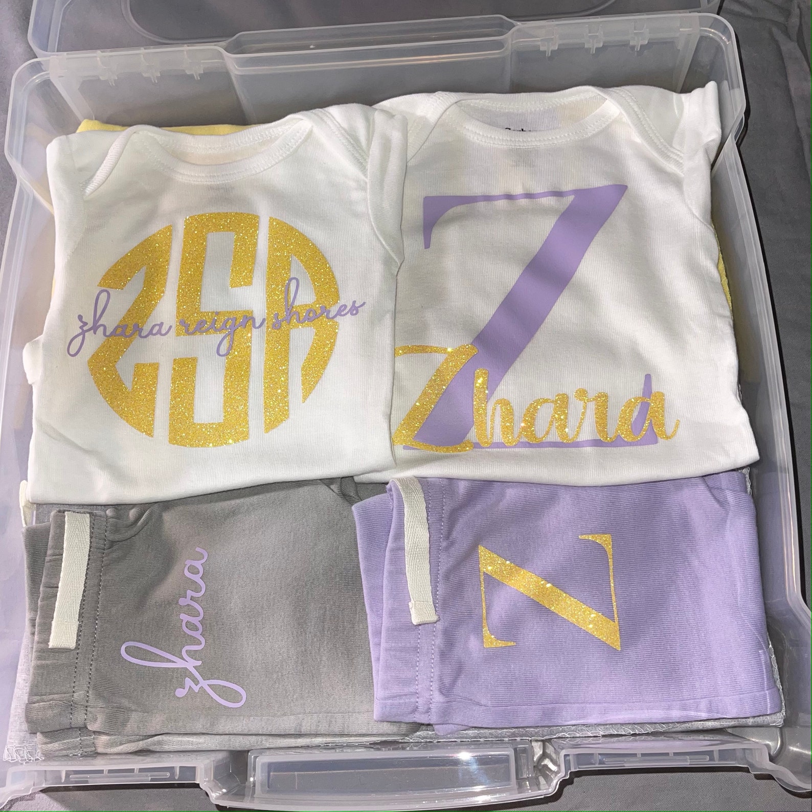 Girls Personalized Baby Box - Purple/yellow - Etsy
