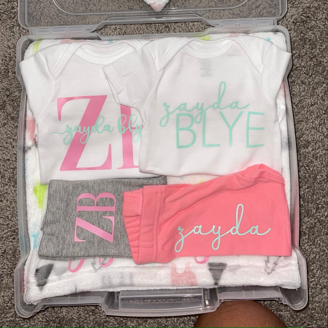 Girls Personalized Baby Box - Pink/mint - Etsy