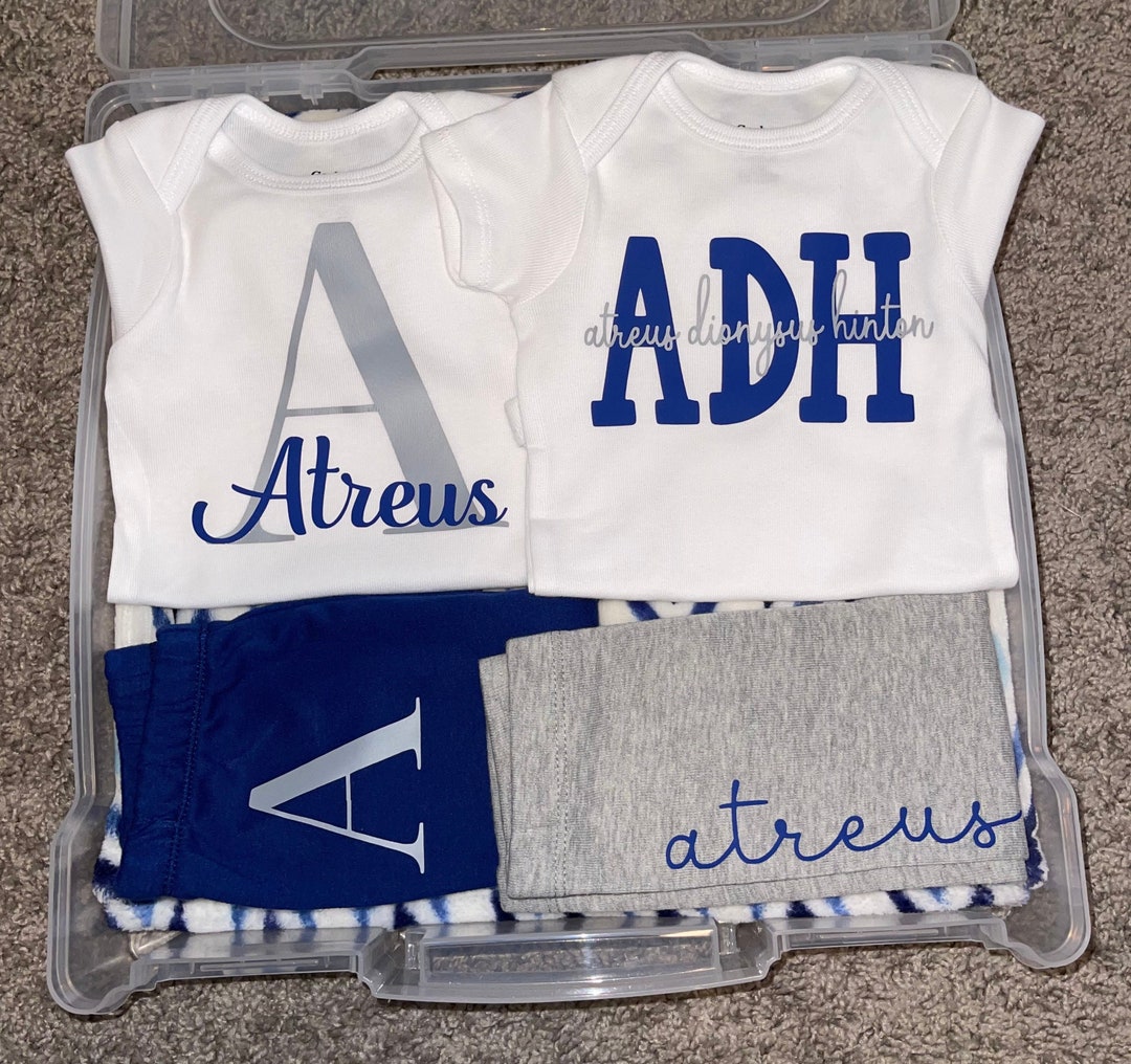 Boy Personalized Baby Box - Blue/grey - Etsy