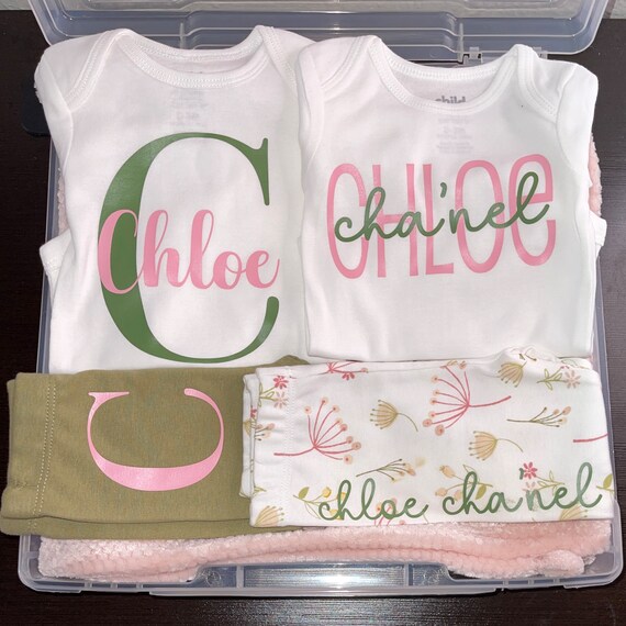Baby Girl Pink and Green Personalized Baby Box - Etsy