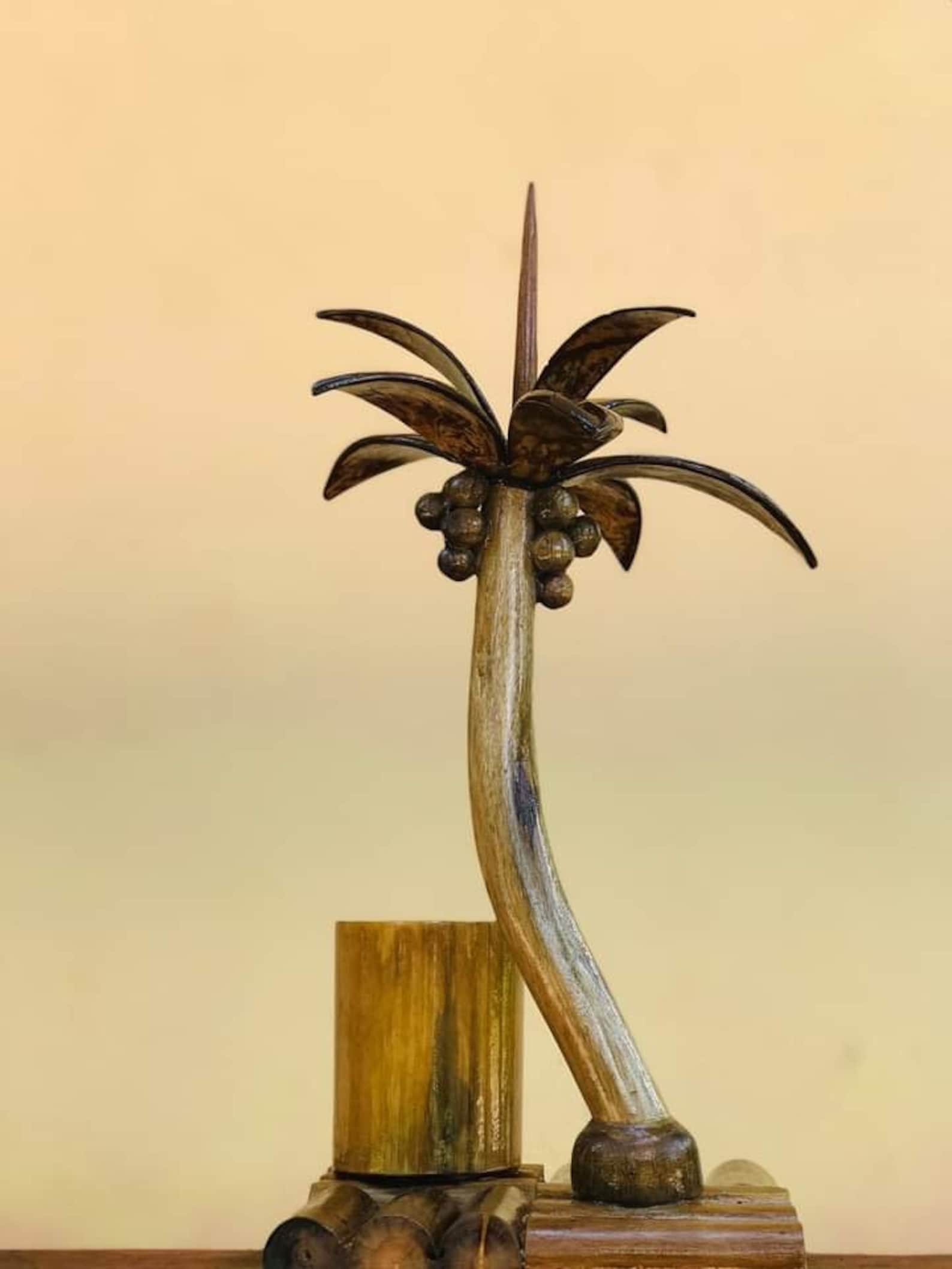 Coconut Shell Coconut Tree pen holder/ Coconut shell Art/ Home | Etsy