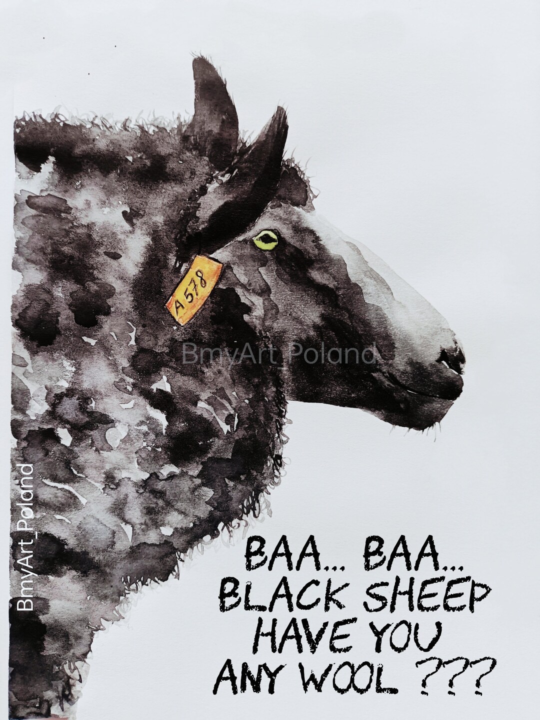Watercolour Black Sheep Print on Canvas - Etsy