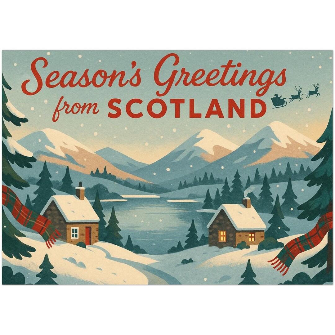 Scottish Highlands Christmas Postcard Set | Snowy Loch Scene - Etsy