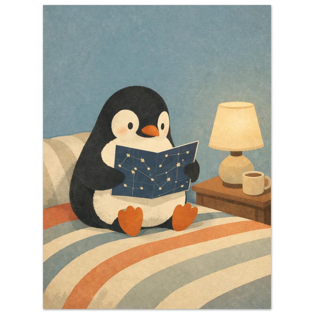 Penguin Star Chart Poster, Vintage Nursery Wall Art - Etsy