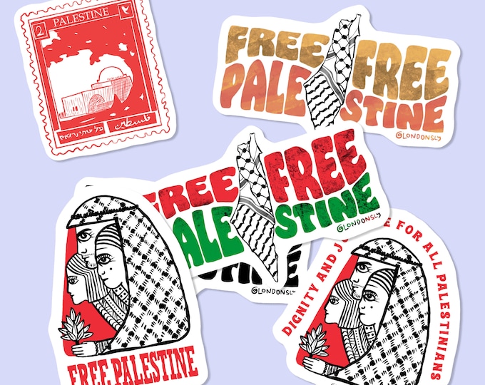 Free Palestine Sticker Bundle, Handmade Palestine Stickers, Gaza ...