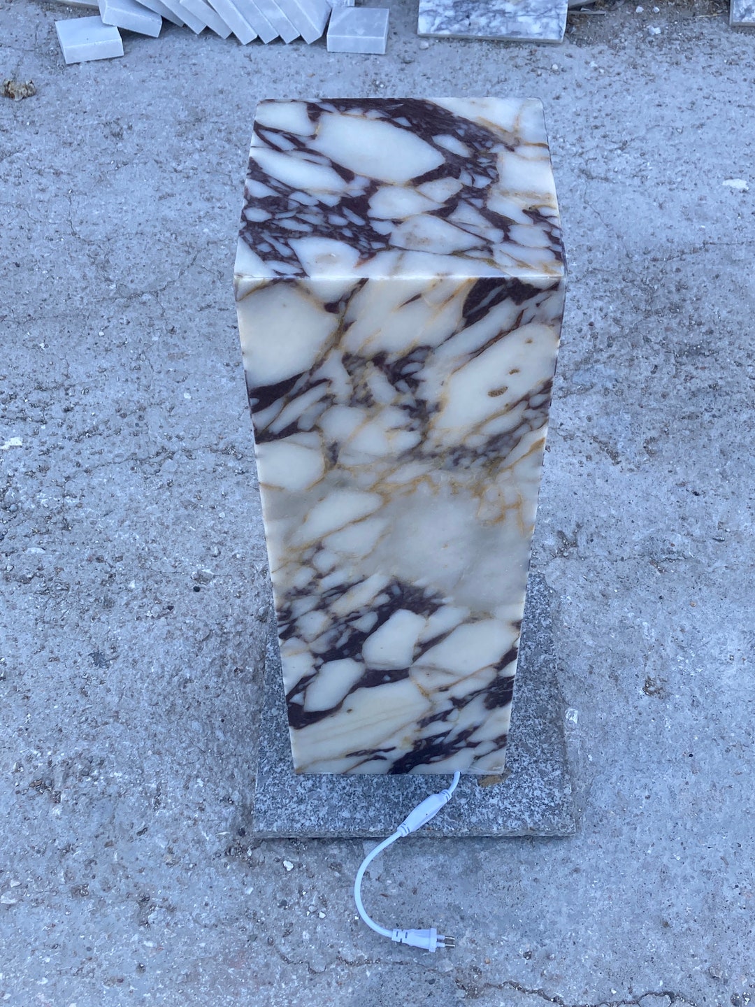 Calacatta Viola Marble Table cube Base Light Box Night Light Side Table ...