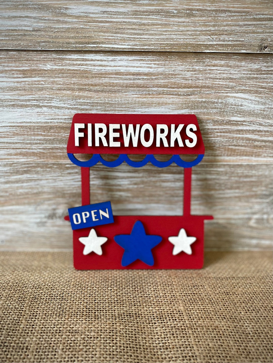 Fireworks Stand 3D Wood Sign - Fourth of July Patriotic Wood Shelf ...