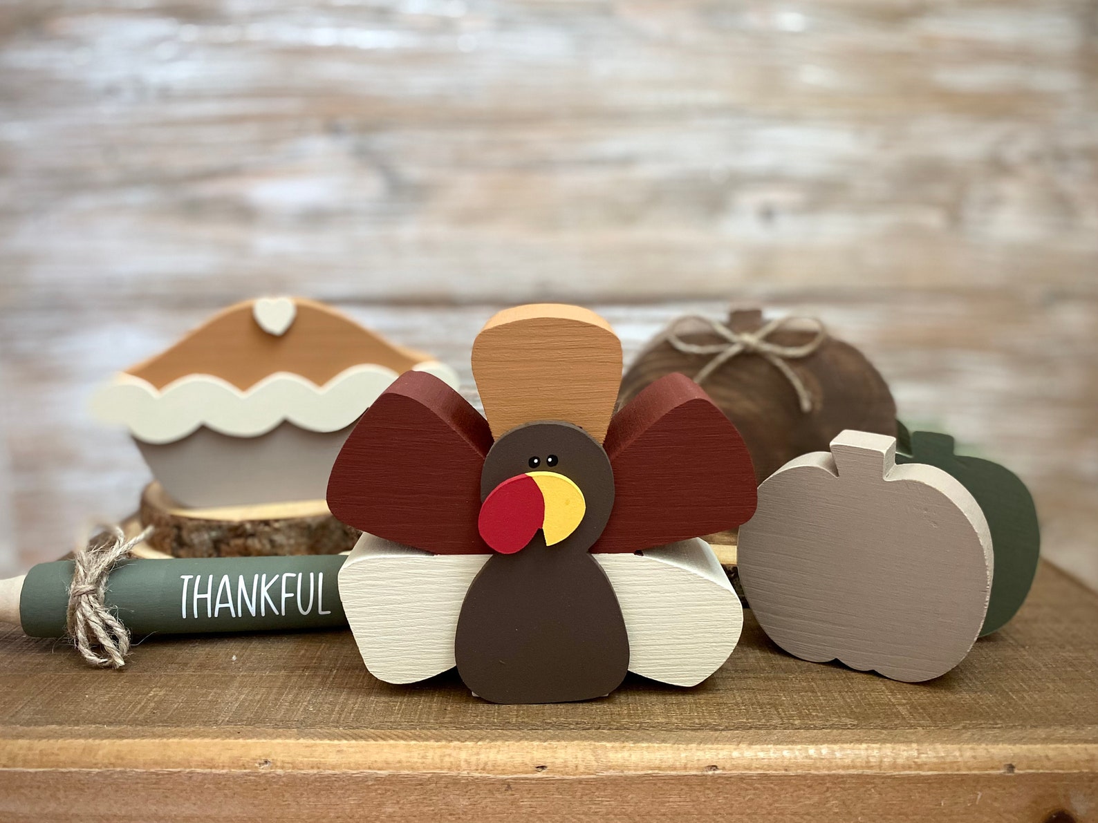 Chunky Wood Turkey - NEW COLORS - Thanksgiving Wooden Turkey ...