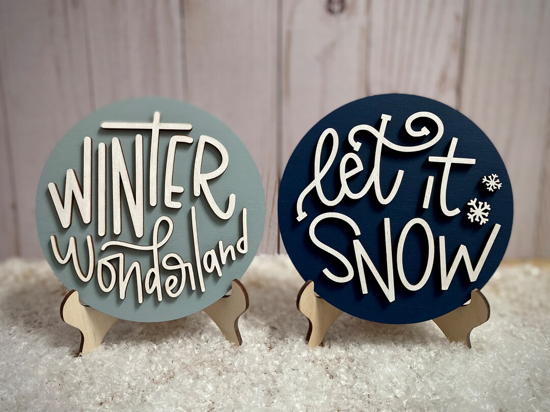 Winter Wonderland Mini Round Sign - Let It Snow Tiered Tray Decor ...