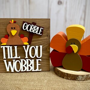 Thanksgiving Turkey Decor - Gobble Wood Blocks - Happy Turkey Day ...