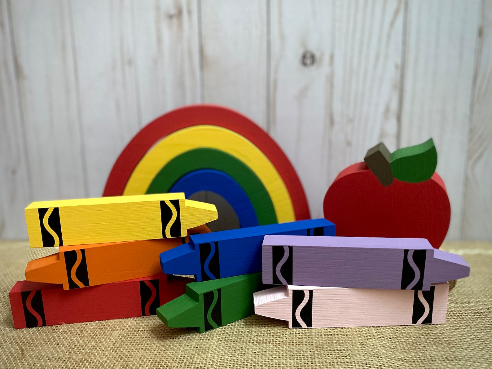 Wood Crayons - Back to School Tiered Tray - Classroom Decor - Rainbow ...