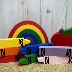 Wood Crayons - Back to School Tiered Tray - Classroom Decor - Rainbow ...