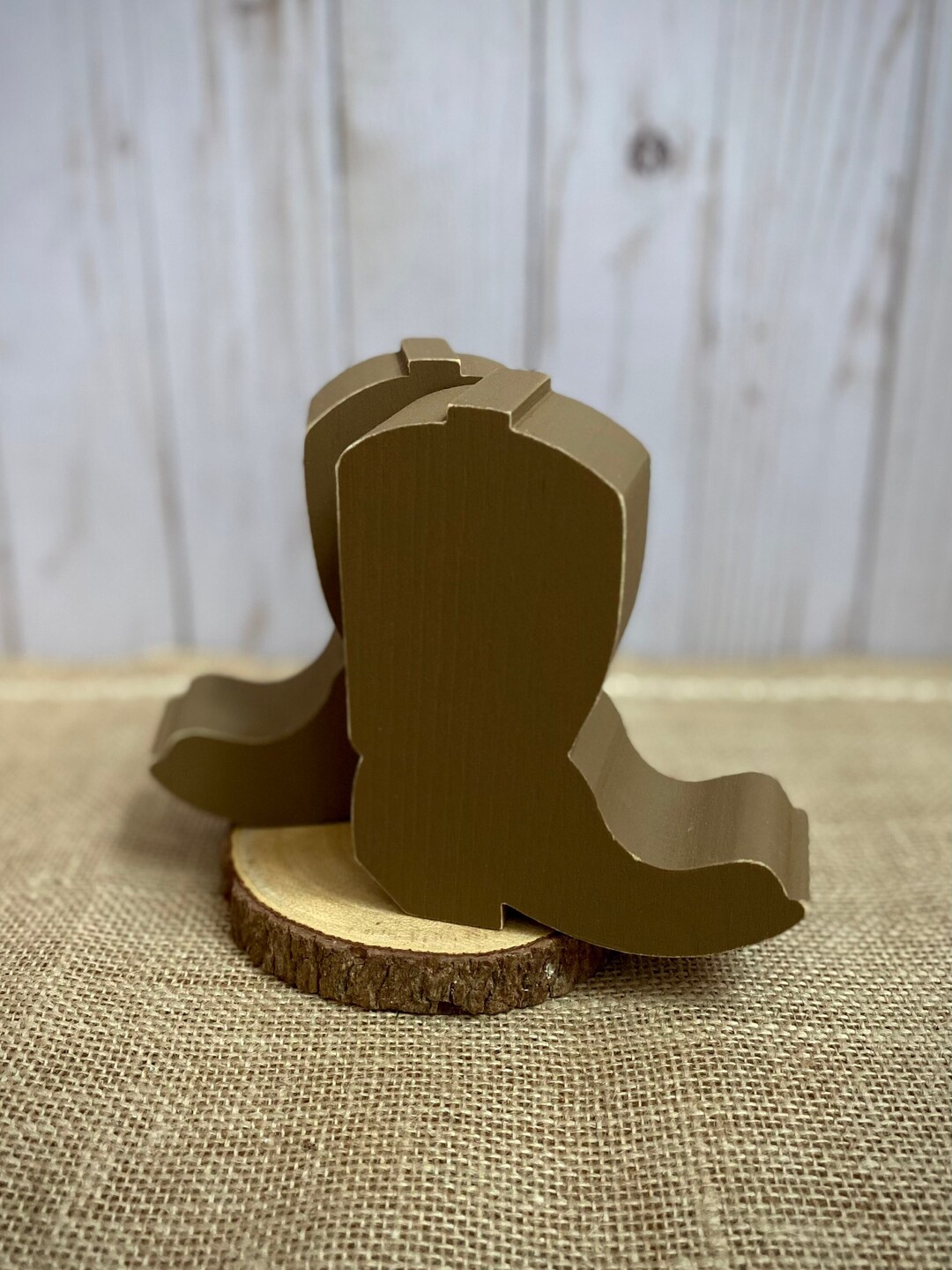 Chunky Wood Cowboy Boots - Wooden Boot Decor - Southern Country ...