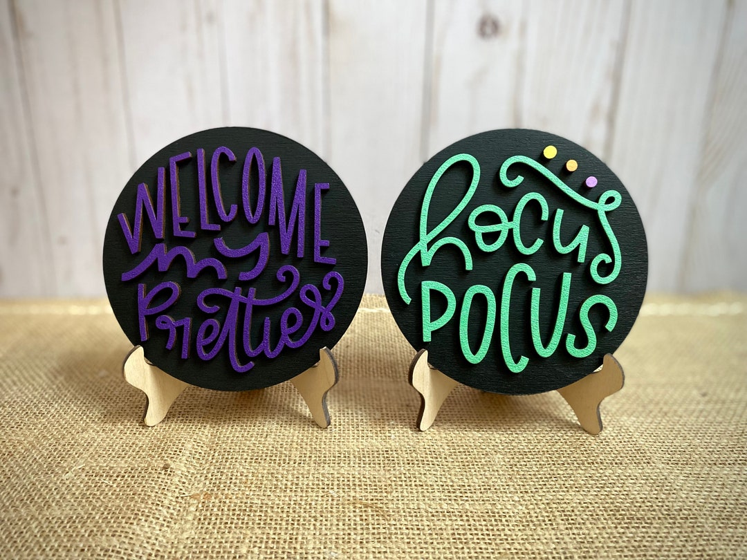 Mini Halloween Witch Signs 3D Hocus Pocus Welcome My Pretties Display ...