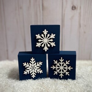 Snowflake Wood Blocks - Winter Snow Decor - Snowflake Tiered Tray Decor ...
