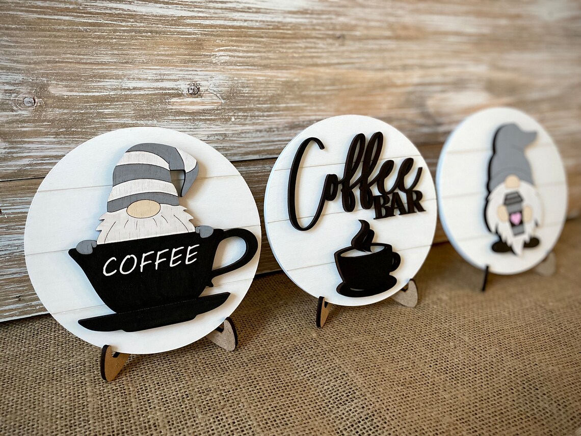 Coffee Mini Round Faux Shiplap Signs Farmhouse Kitchen - Etsy