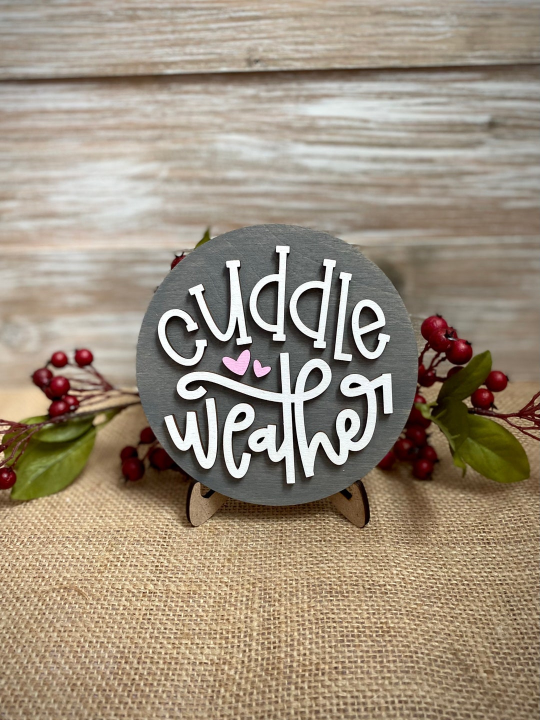Winter Mini Round Sign - Cuddle Weather Tiered Tray Decor - Winter Snow ...
