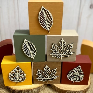 Fall Leaf Wood Blocks - Autumn Decor - Fall Leaves Tiered Tray Decor ...