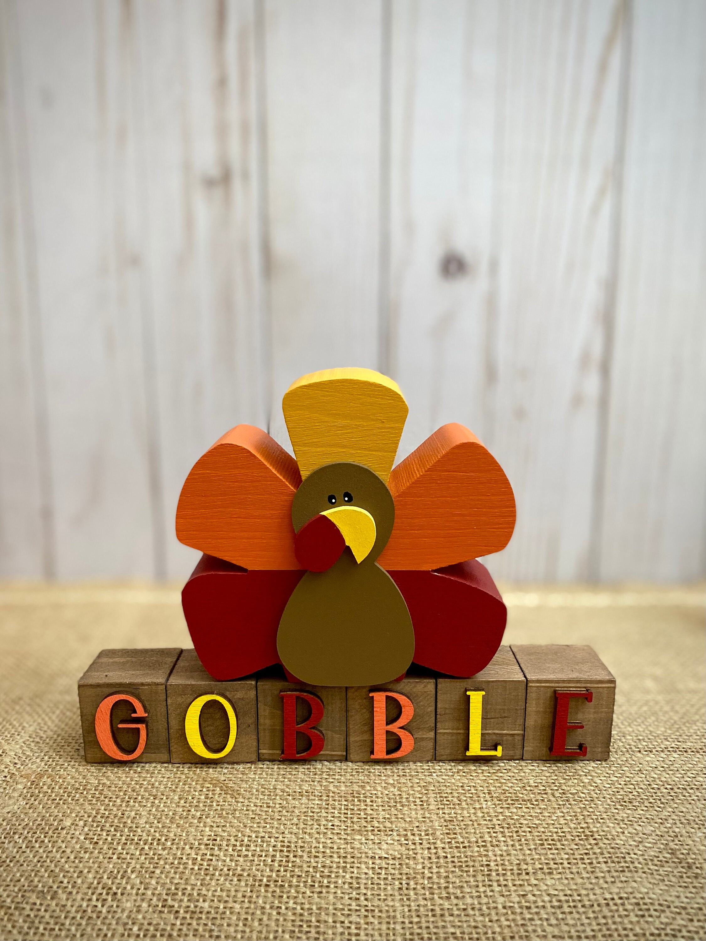 Thanksgiving Turkey Decor - Gobble Wood Blocks - Happy Turkey Day ...