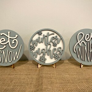Small Round Signs - Interchangeable Inserts - Tiered Tray Seasonal ...