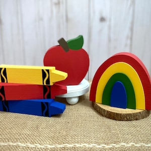 Wood Crayons - Back to School Tiered Tray - Classroom Decor - Rainbow ...