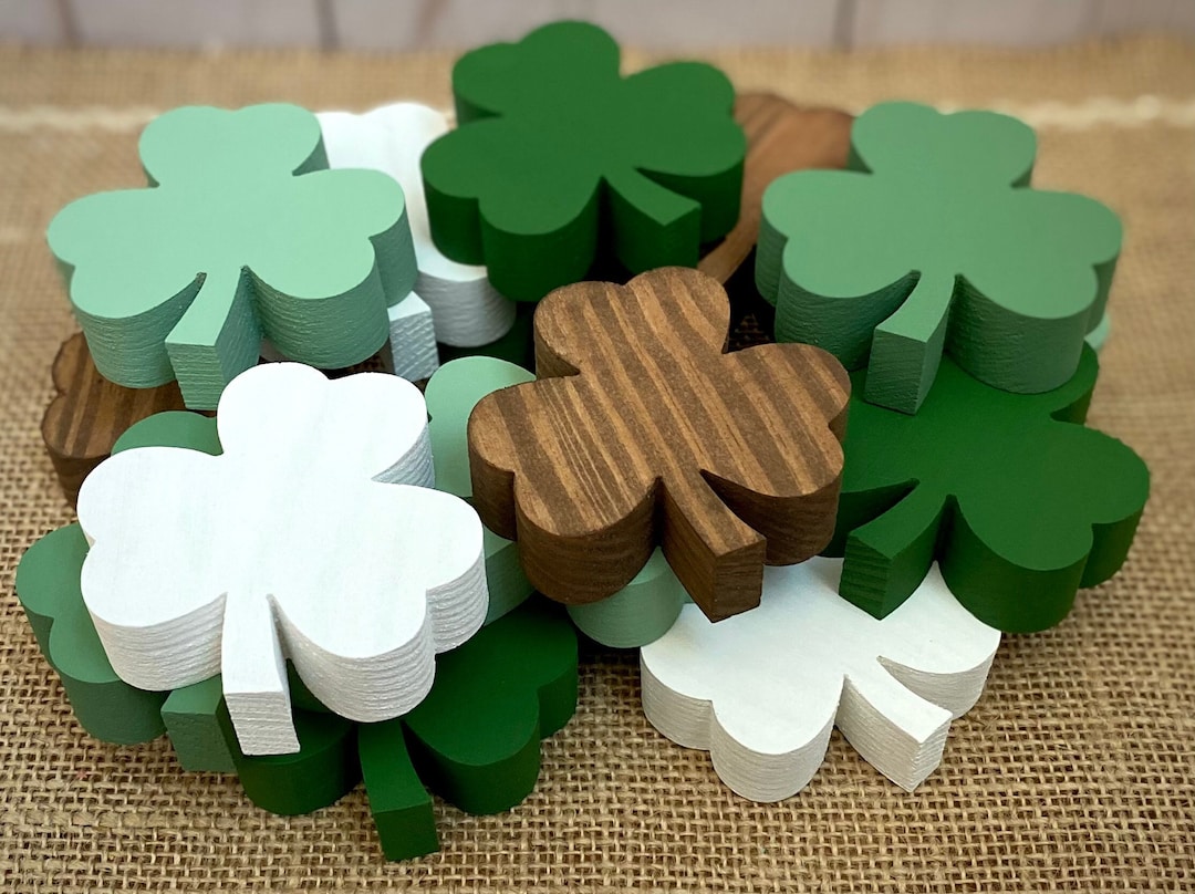 Mini Wood Shamrock - Small Chunky Wood Clover - St Patricks Tiered Tray ...