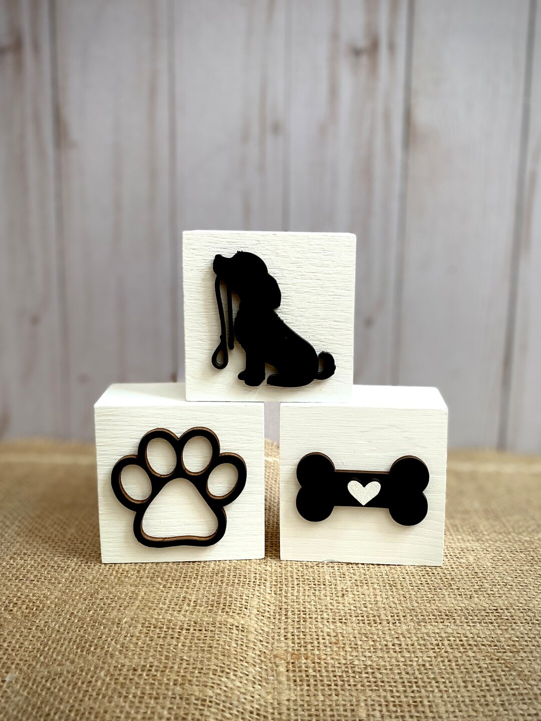 Dog Lover Wood Decor Blocks - Puppy Dog Tiered Tray Decor - Pet Shelf ...