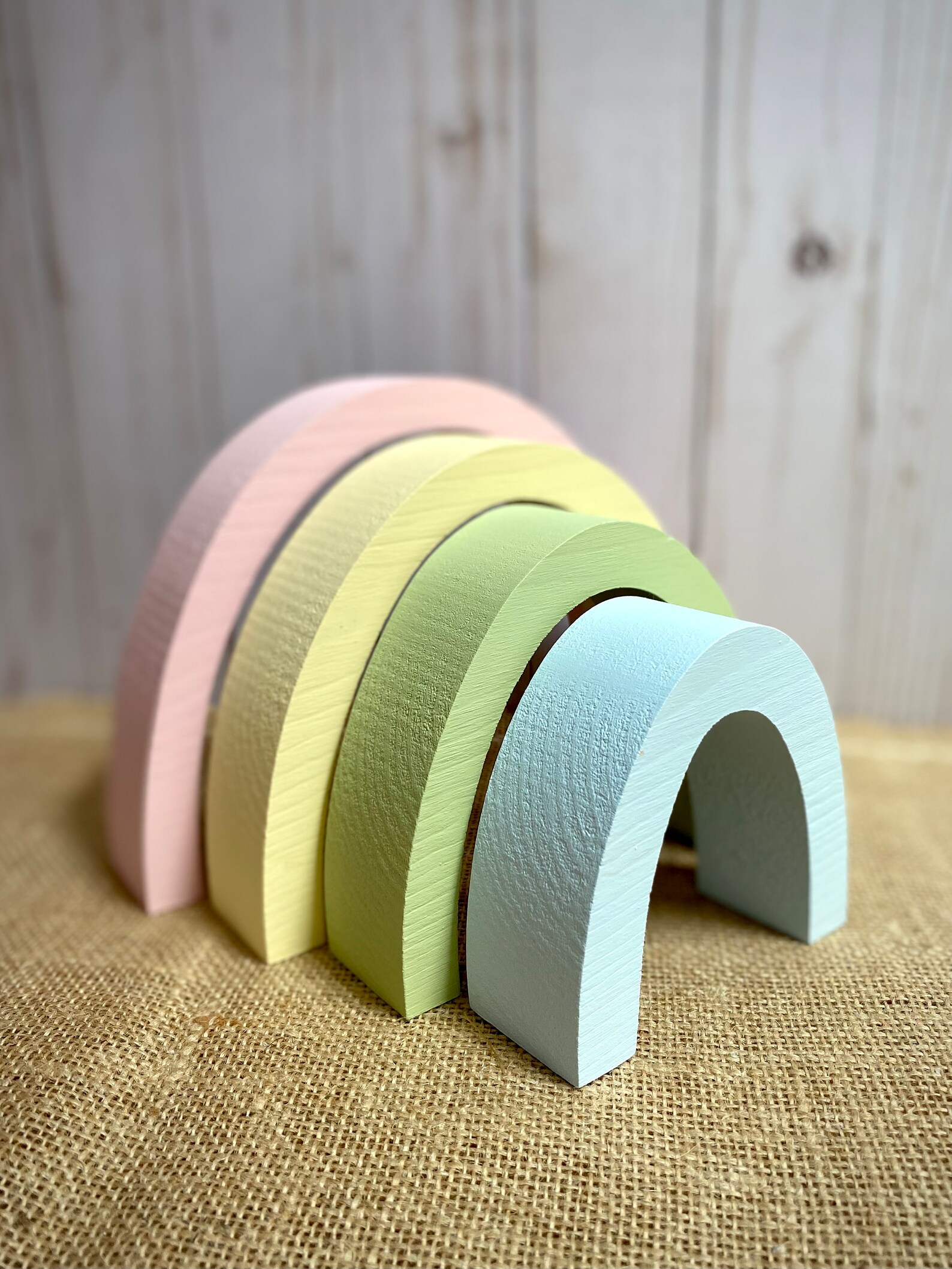 Pastel Stacking Rainbow - Large Chunky Wood Rainbow - Rainbow Tiered ...