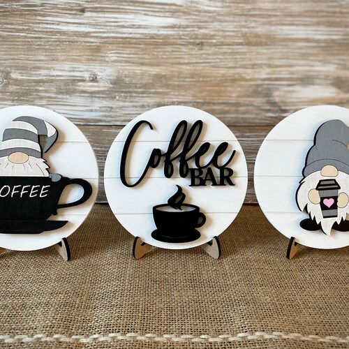 Coffee Bar Mini Round Faux Shiplap Signs Farmhouse Kitchen - Etsy