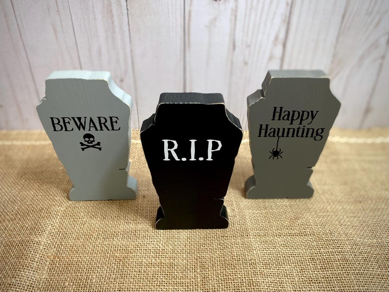 Wood Tombstone - Halloween Graveyard Decor - Tombstone Shelf Sitter ...