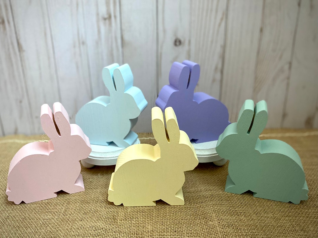 Chunky Wood Bunny Wooden Easter Bunny Rabbit Easter Spring - Etsy