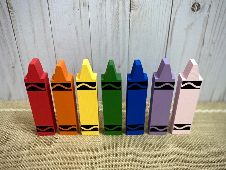 Wood Crayons - Back to School Tiered Tray - Classroom Decor - Rainbow ...