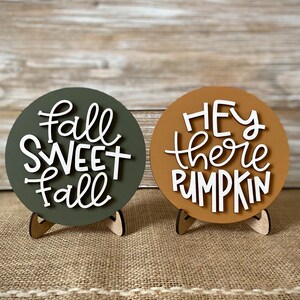 Fall Mini Round Signs - Hello Pumpkin Tiered Tray Decor - Fall Sweet ...