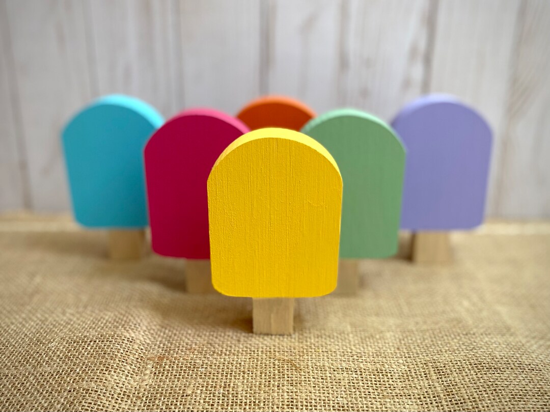 Wood Popsicles - Summer Tiered Tray - Free Standing Wooden Popsicles ...