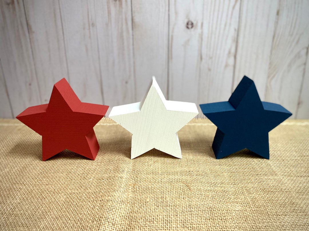 Stars Small Wood Stars Chunky Red White Blue Rustic Stars Patriotic ...