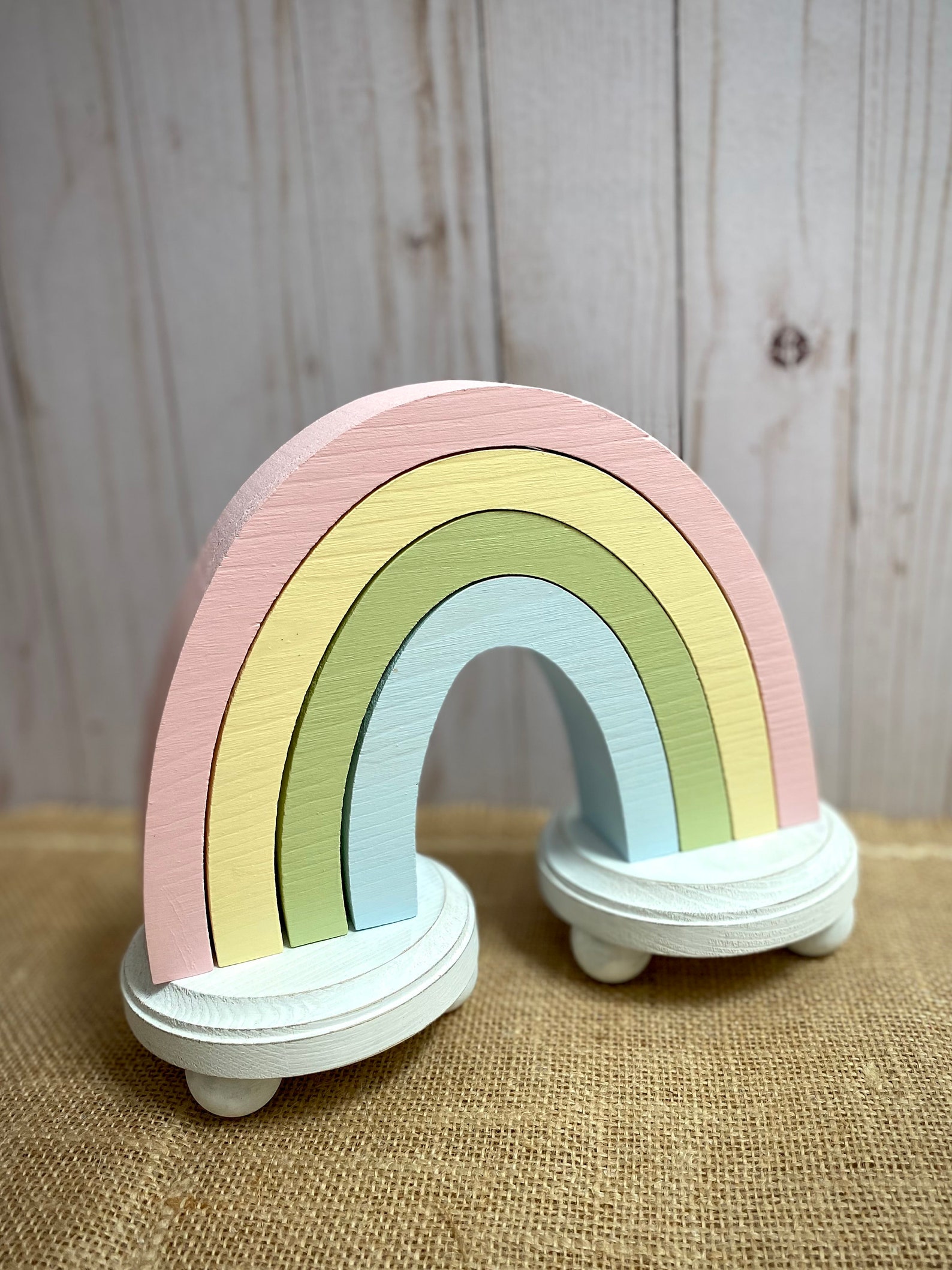 Pastel Stacking Rainbow - Large Chunky Wood Rainbow - Rainbow Tiered ...