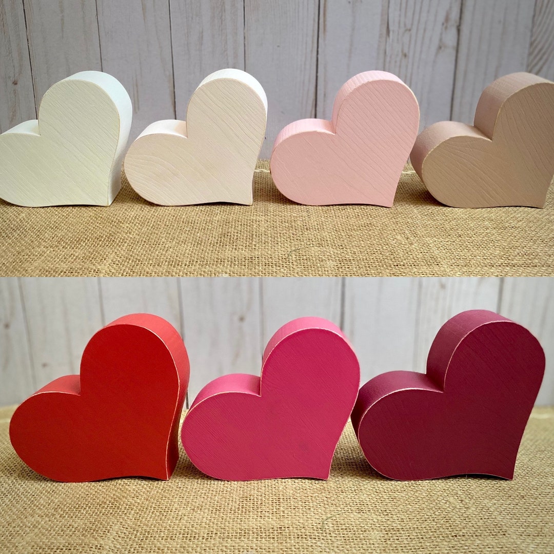 Chunky Wood Hearts Large Wooden Hearts Valentine's Day Tiered Tray ...
