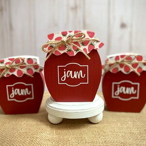 Chunky Wood Jam Jar - Strawberry Jam Jar Decor - Summer Tiered Tray ...