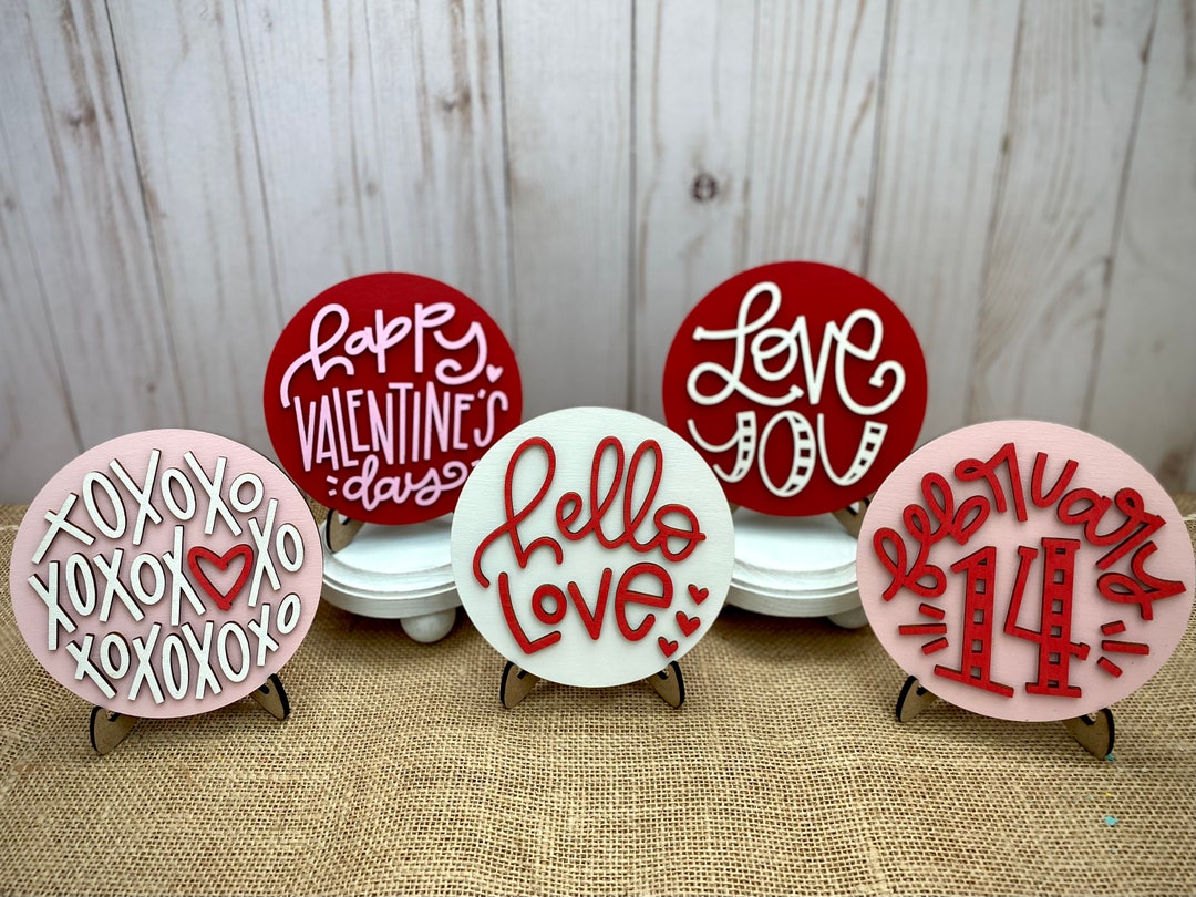 Valentines Mini Round Signs - Valentine's Day Tiered Tray Decor - XOXO ...