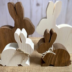 Chunky Wood Bunny Wooden Easter Bunnies Rustic Farmhouse Easter Decor ...