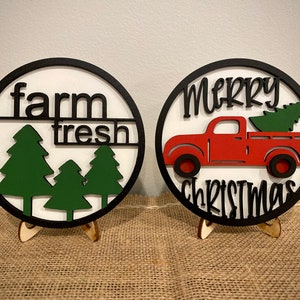 Small Round Signs - Interchangeable Inserts - Tiered Tray Seasonal ...