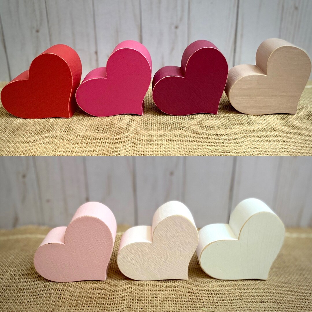 Chunky Wood Hearts Medium Wooden Hearts Valentine's Day Tiered Tray ...